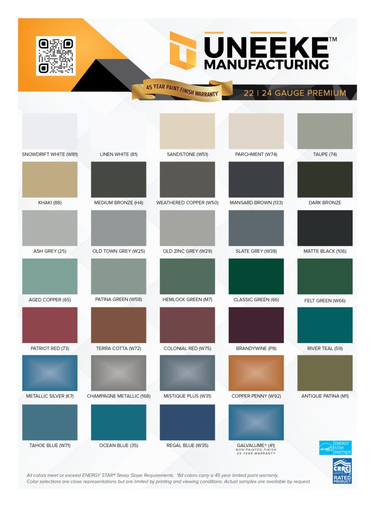 Wall Panels Color Charts – Uneeke Manufacturing
