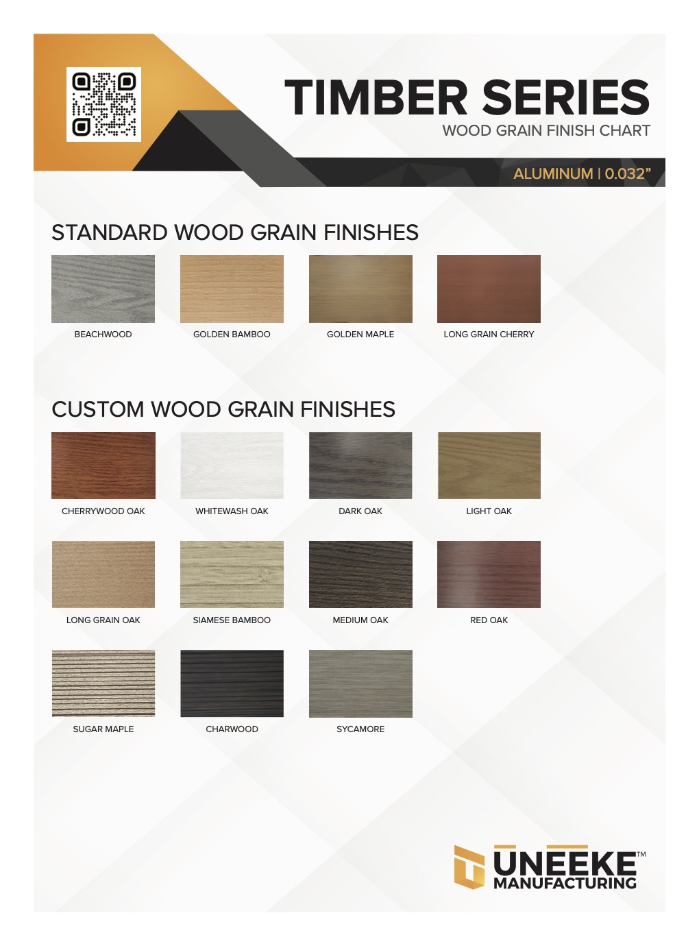 Timber Series Color Chart – Uneeke Manufacturing